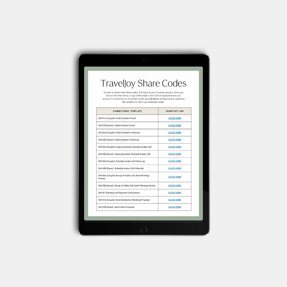 TravelJoy Share Codes - Destination Wedding - TIQUE HQ