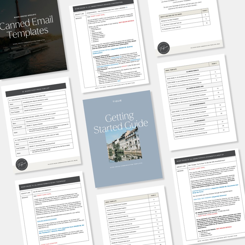 River Cruise Client Communication Templates - TIQUE HQ